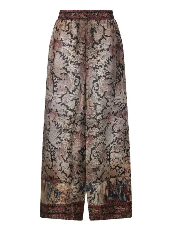 PIERRE-LOUIS MASCIA Aloes Printed Wide-leg Pants - Gray