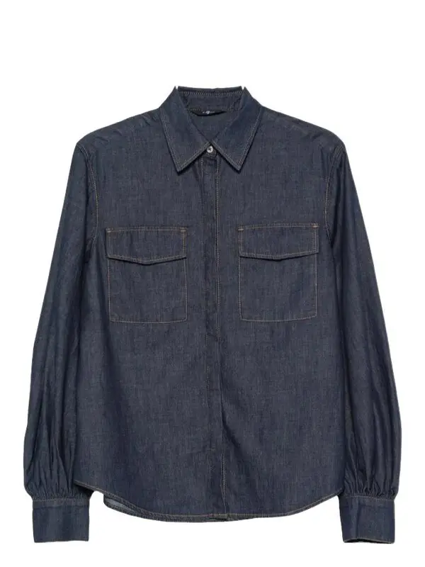7 For All Mankind Balloon-sleeve Denim Shirt - Black