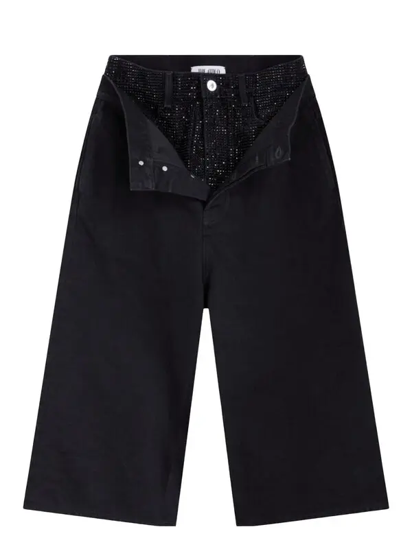 Attico Wide-leg Jeans With Crystal Embellishment - Black
