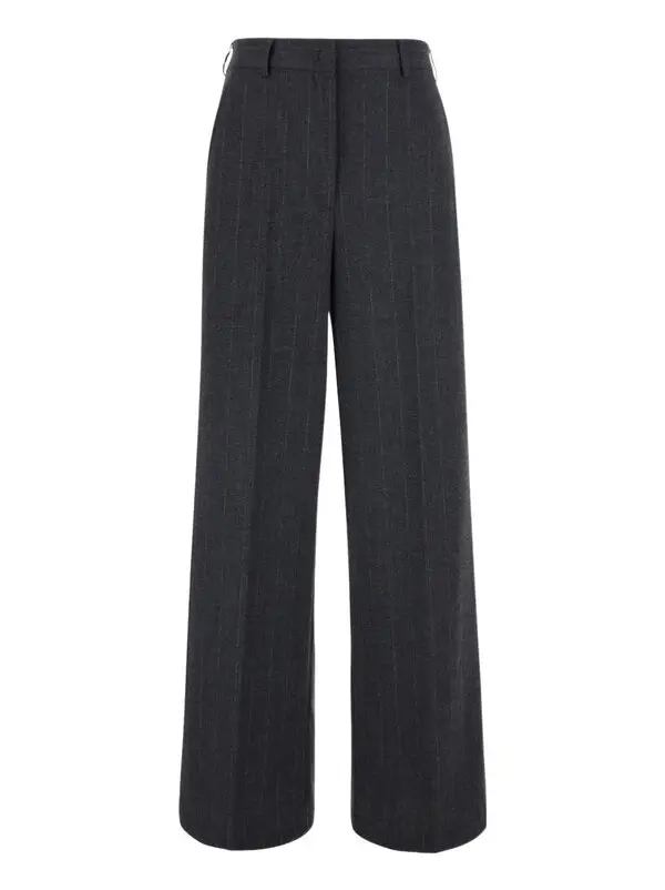 JUCCA Wool Blend Striped Tailored High-waisted Trousers - Grey