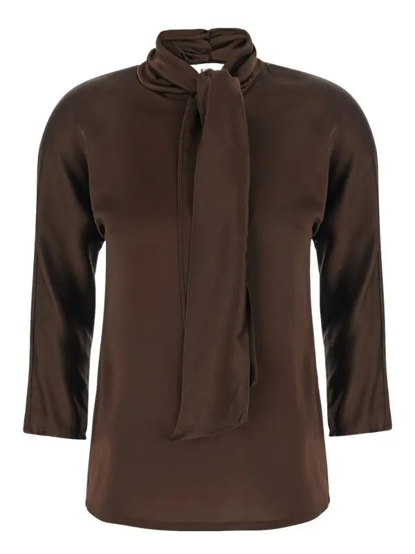 JUCCA Bow-neck Blouse - Brown