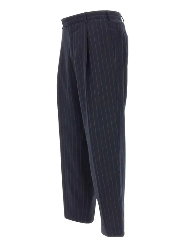 PT TORINO Striped Trousers With Belt Loops - Black