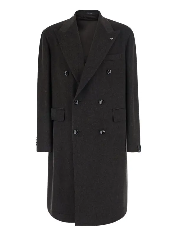 Tagliatore Button-front Long-sleeve Wool Coat - Brown