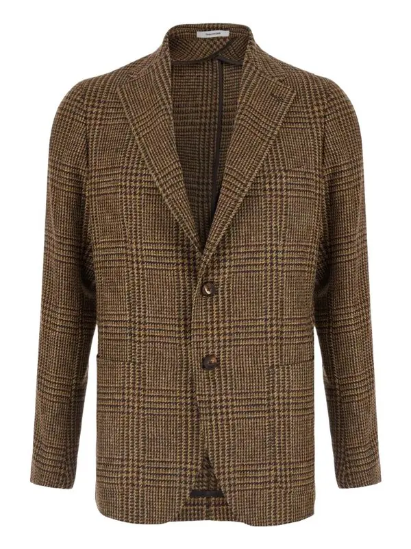 Tagliatore Single-breasted Plaid Blazer - Brown