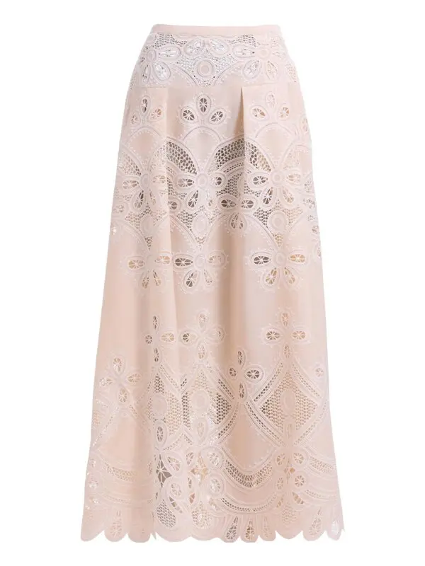 Elie Saab Embroidered A-line Maxi Skirt - Cream