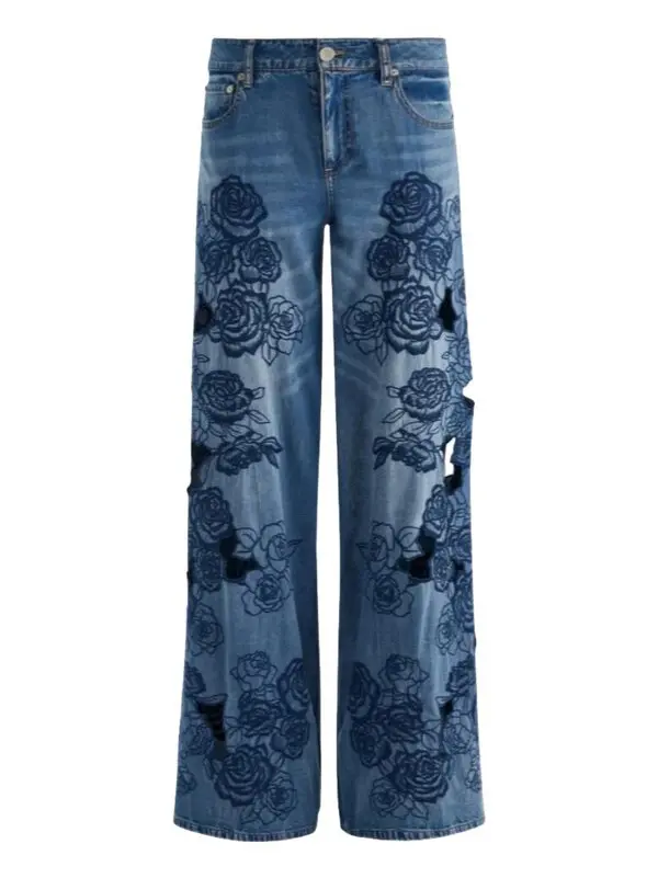 ALICEOLIVIA Sidney Laser-cut Floral Jeans - Blue