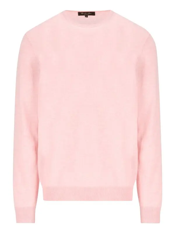 Loro Piana Crew Neck Sweater With Ribbed Details - Pink