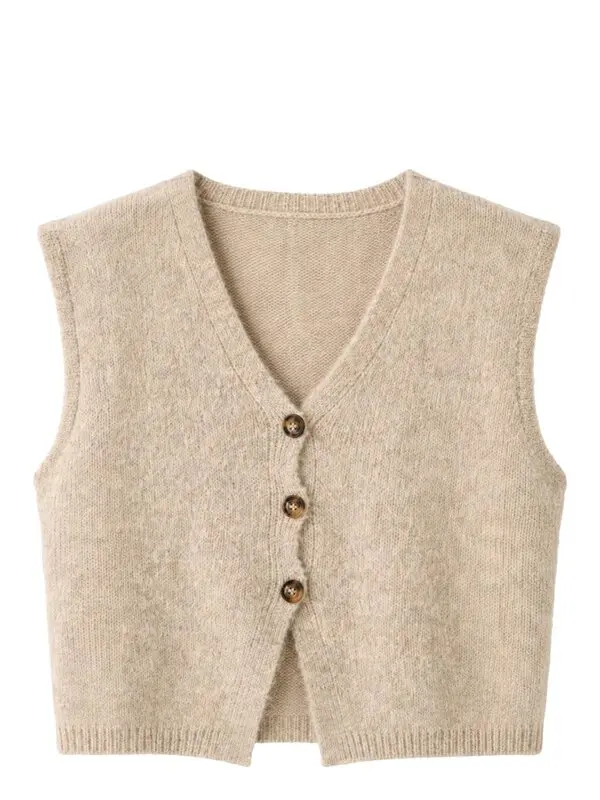 MIND TRAVELER Knitted Vest - Beige