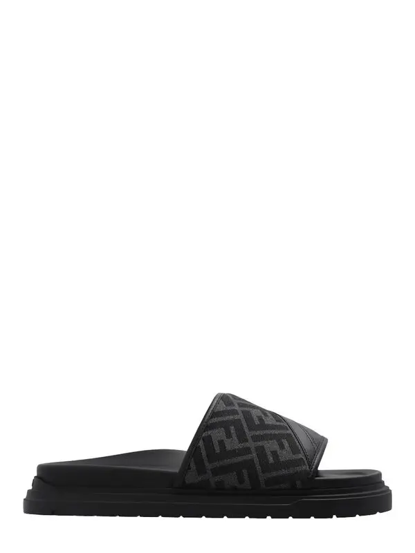 Fendi Diagonal Slide Sandals - Black
