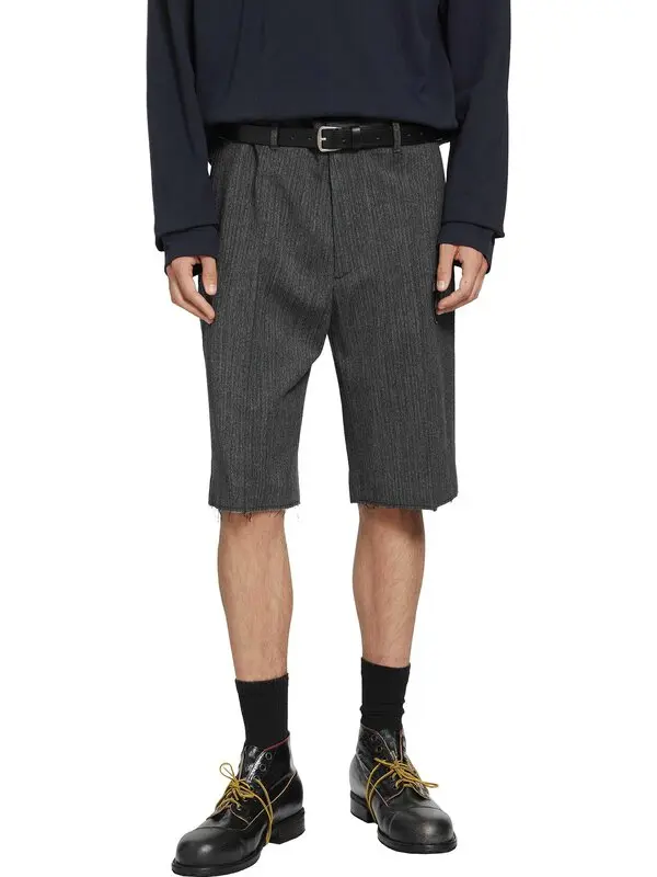 MAISON MARGIELA Pinstriped Wool Blend Tailored Shorts - Grey