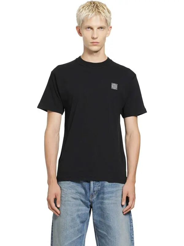 Stone Island 2100026 Organic Cotton Jersey Fissato Effect - Black