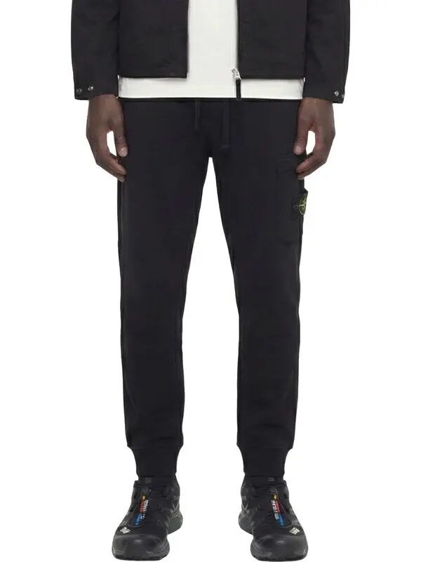 Stone Island 620001 Cotton Fleece Cargo Joggers - Black