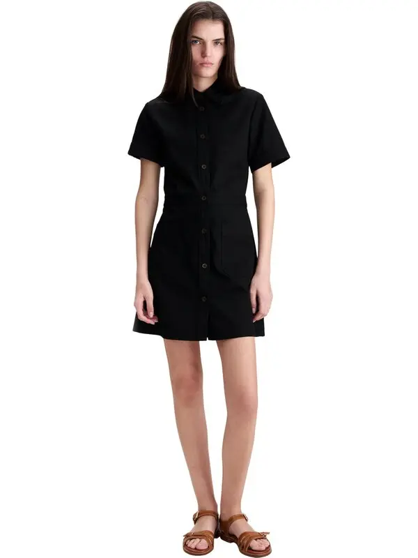 A.p.c. Moleskin Shirt Dress - Black