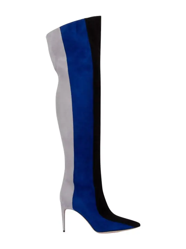 Manolo Blahnik Color Blocked Over The Knee Boots - Multicolor
