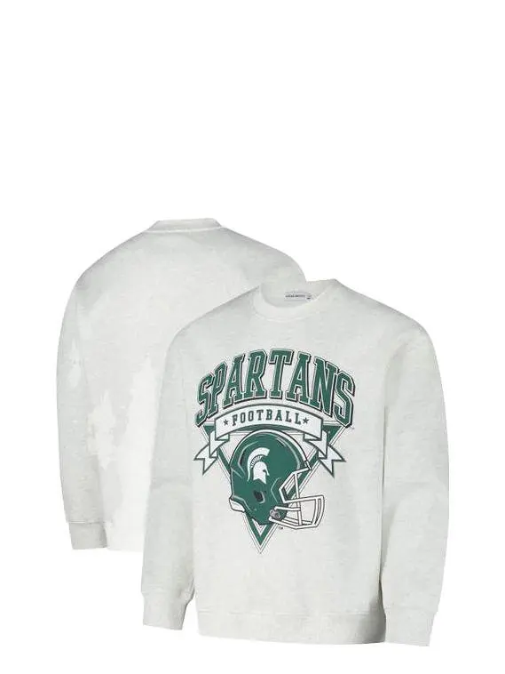 ESTABLISHED & CO. Michigan State Spartans Vintage Crest Pullover Sweatshirt - Ash