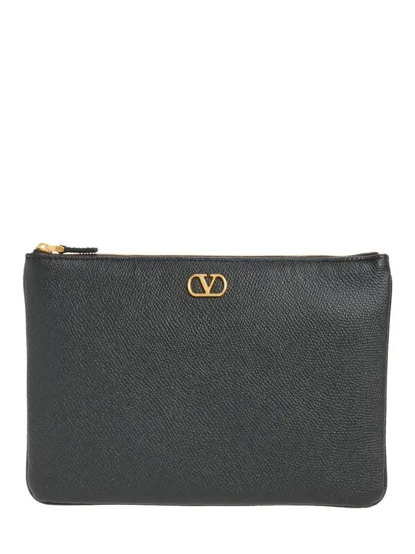 Valentino Garavani Medium Vlogo Leather Pouch - Black
