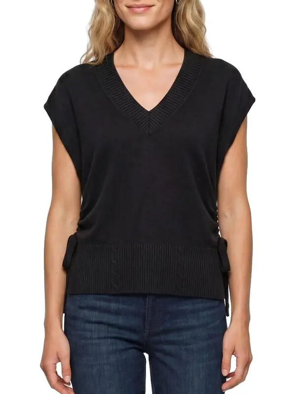 LIVERPOOL V-neck Dolman Sweater With Side Ties - Black