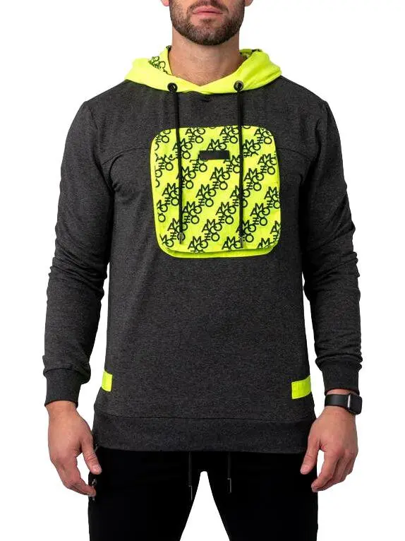 MACEOO Traveller Pullover Hoodie With Neon Accents - Grey