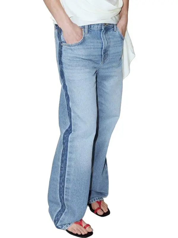 Mango Mid Rise Straight Leg Jeans - Light Blue