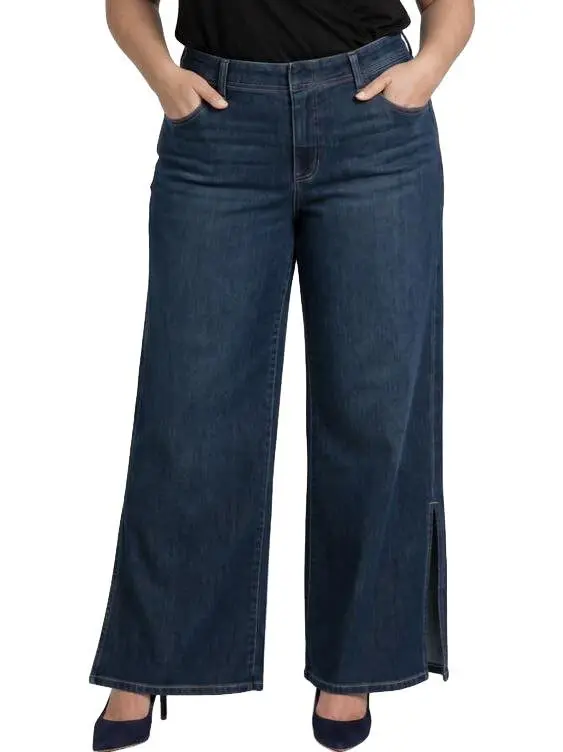 LIVERPOOL Weekend Side Slit Wide Leg Jeans - Duskfall