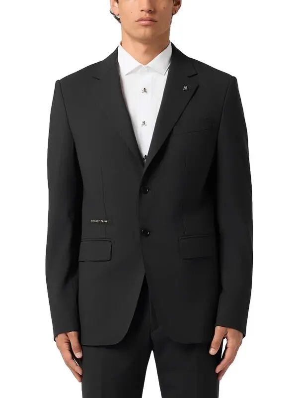 Philipp Plein Regular Fit Blazer Rever 2 Bottoni - Black