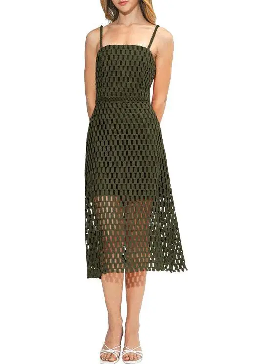 Adelyn Rae Karson Lace Midi Dress - Olive