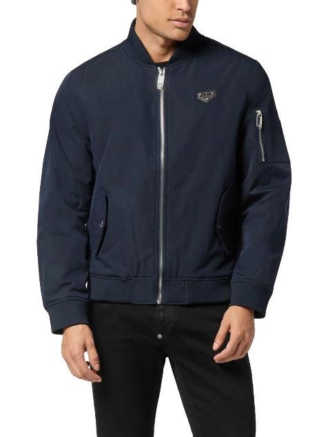 Philipp Plein Nylon Bomber Jacket - Navy