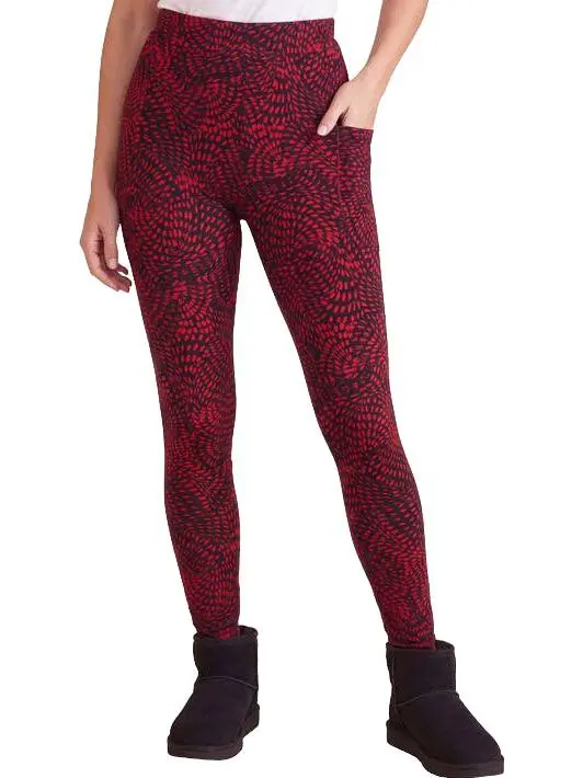 Roaman's Side Pocket Essential Legging - Black Abstract Texture