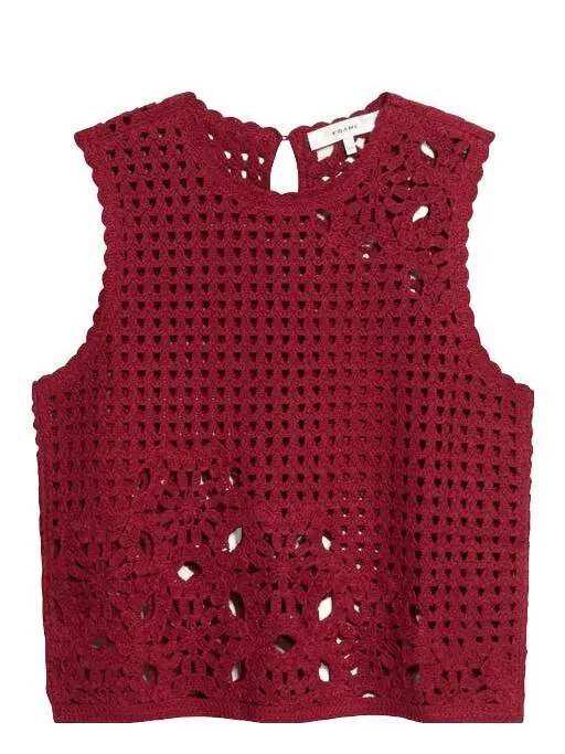FRAME Cotton Crocheted Floral Tank - Garnet