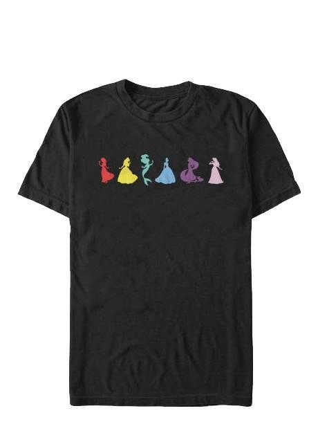 Disney Colorful Princesses Silhouettes Graphic T-shirt - Black