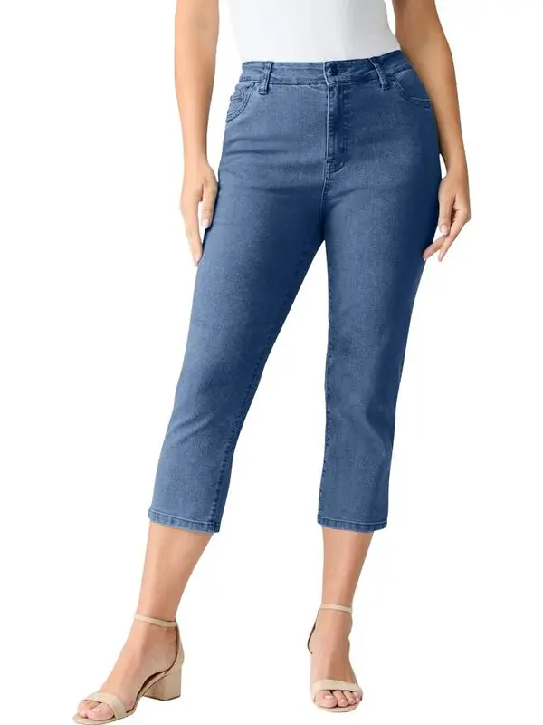 Roaman's 7 Stretch Capri Jean - Medium Wash