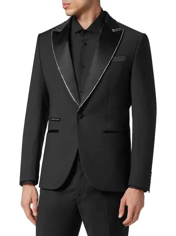Philipp Plein Wool Blazer Lord Fit - Black