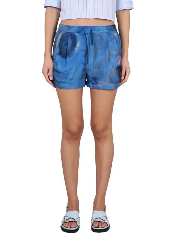 Marni Elastic Waistband Silk Shorts - Multicolor