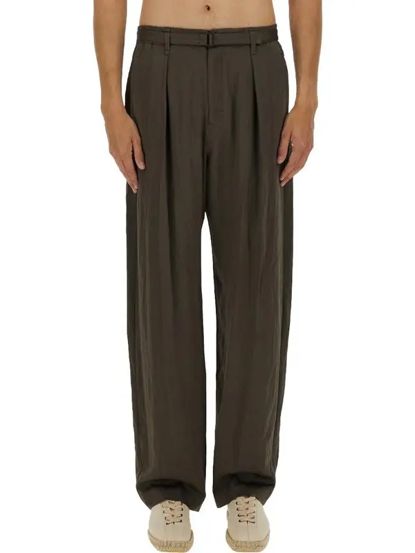 LEMAIRE Belted Relaxed Fit Viscose Blend Trousers - Multicolor