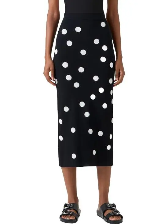 Akris Polka Dot Jacquard Knit Pencil Skirt - Black-cream