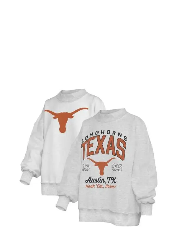 PRESSBOX Texas Longhorns Reversible Mock Neck Sweatshirt - Heather Gray