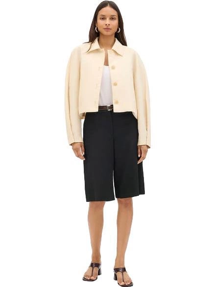 Another Tomorrow Short Balmacaan Jacket - Sand