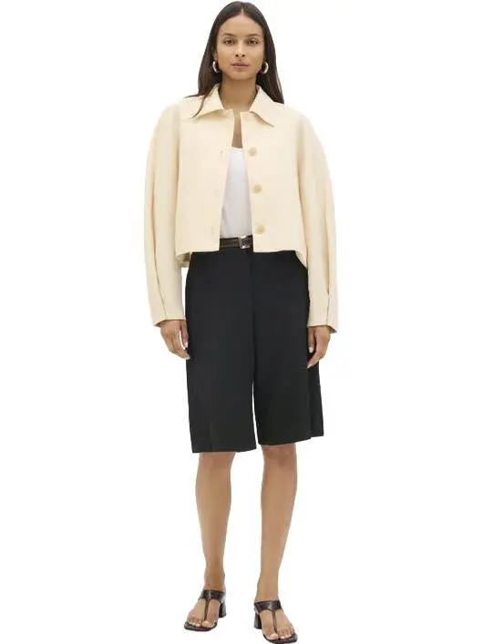 Another Tomorrow Short Balmacaan Jacket - Sand