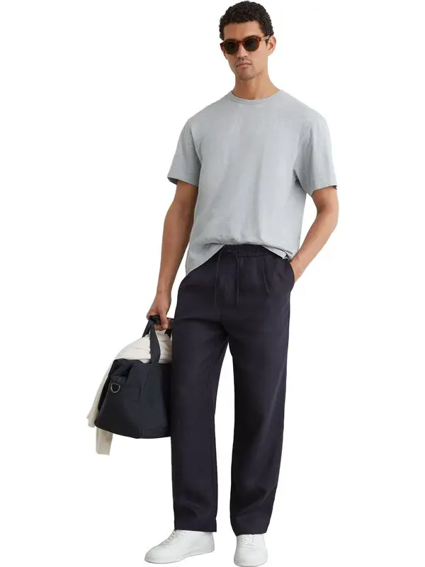 REISS Huxley Cotton Slub Relaxed-fit T-shirt - Light Blue