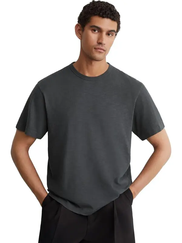 REISS Huxley Cotton Slub Relaxed-fit T-shirt - Navy