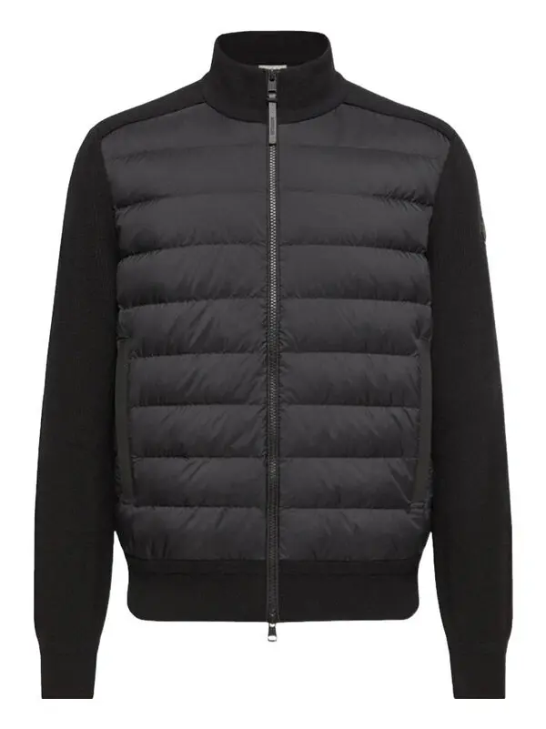 Moncler Wool Cashmere Blend Padded Zip-up Cardigan - Black