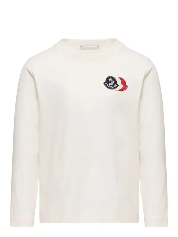 Moncler Double Logo Long Sleeve Cotton T-shirt - White