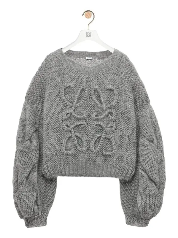 Loewe Anagram Logo Embroidered Oversized Jumper - Grey