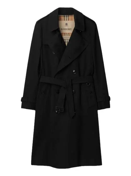 Burberry Kensington Belted Trench Coat - Black