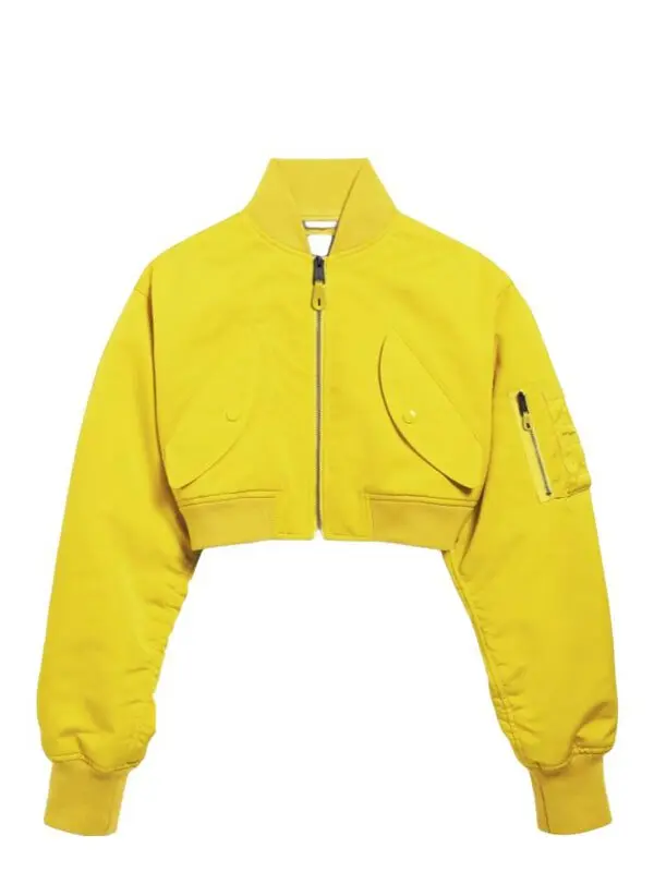 Balenciaga Cropped Bomber Jacket With Zipped Pockets - Yellow