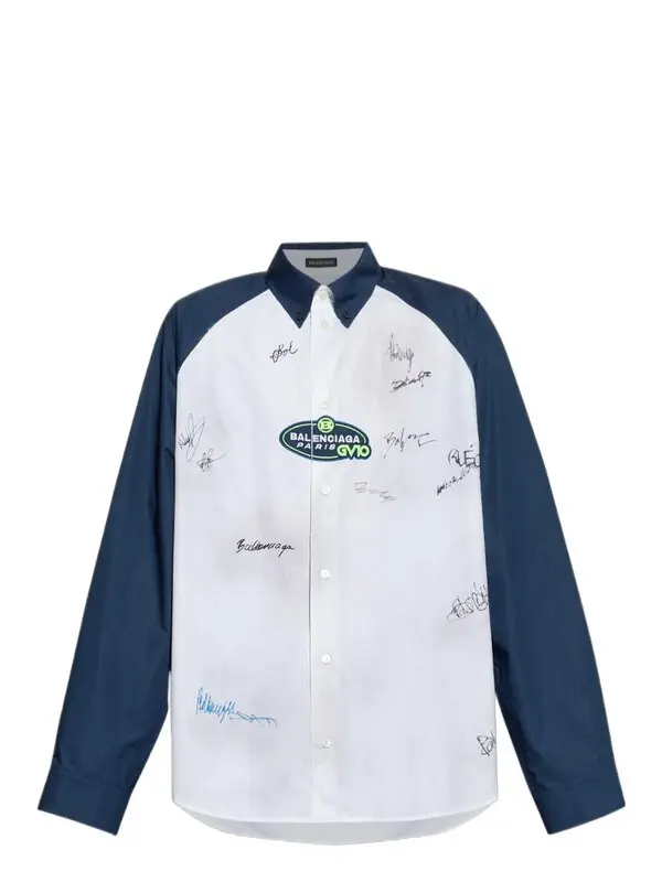 Balenciaga Logo Patch Long-sleeve Shirt - White