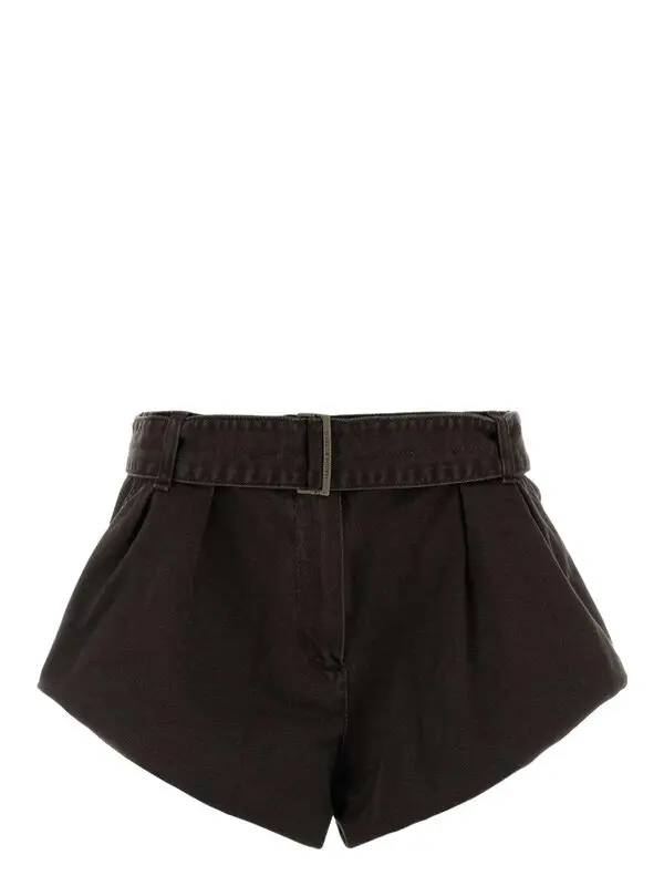 Magda Butrym Belted Pleated Denim Shorts - No