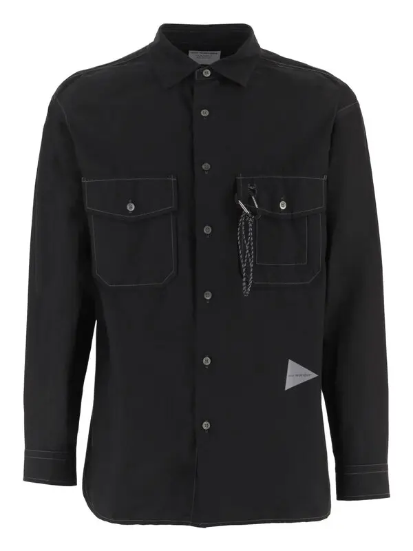 AND WANDER Practical Pocket Collar Shirt - Black