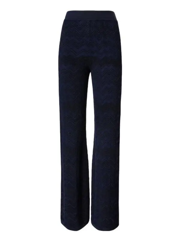 Missoni Zigzag Knit Trousers - Navy Blue