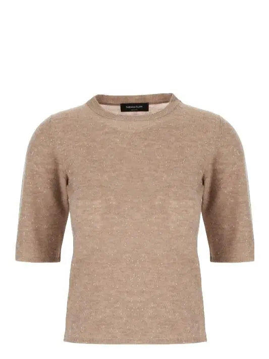 Fabiana Filippi Micro Sequin Knitted Top With Crew Neck And Ribbed Hem - No